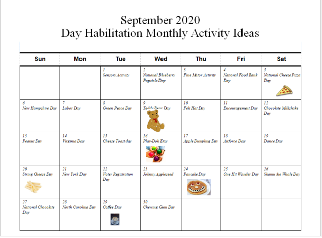 September Day Habilitation Activity Ideas – Happy Hour Service Center